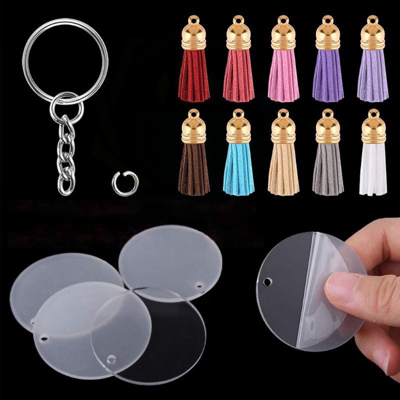 【COD】90Pcs Acrylic Clear Circle Discs Keychain Set Round Acrylic ...