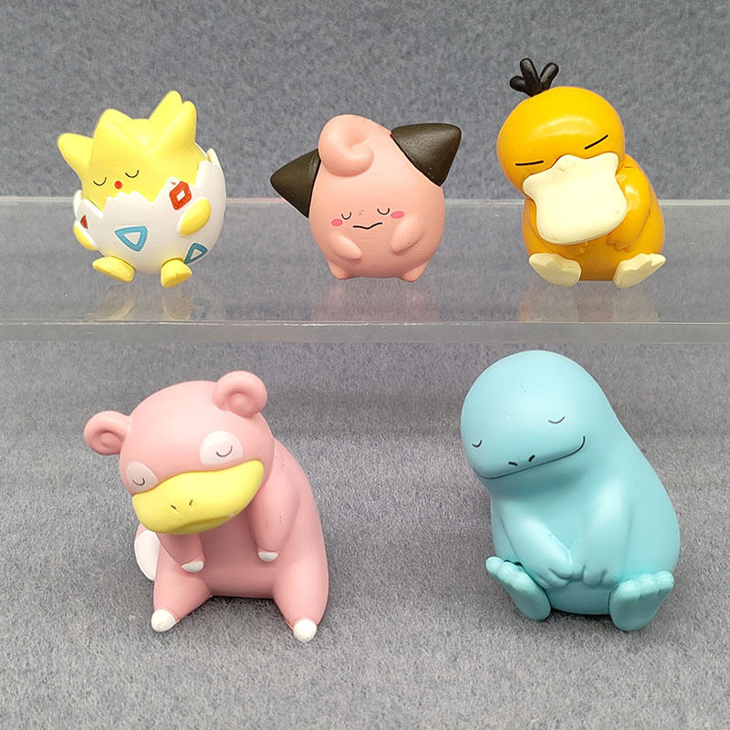 5Pcs/Set Anime Pokemon Figure Pikachu Slowpoke Psyduck Togepi Snorlax ...