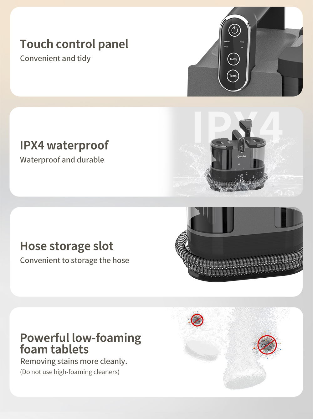 Simplus Wet and Dry Vacuum Cleaner for Carpet Sofa Multi-Purpose Fabric ...