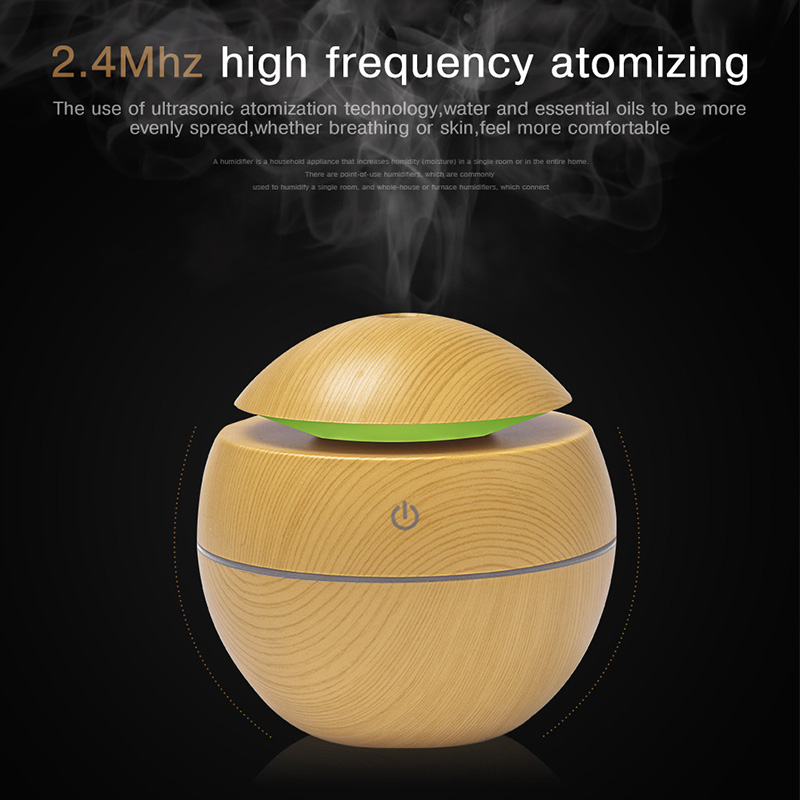 130ML Mushroom Wood Grain Humidifier Portable Mini Body Silent ...