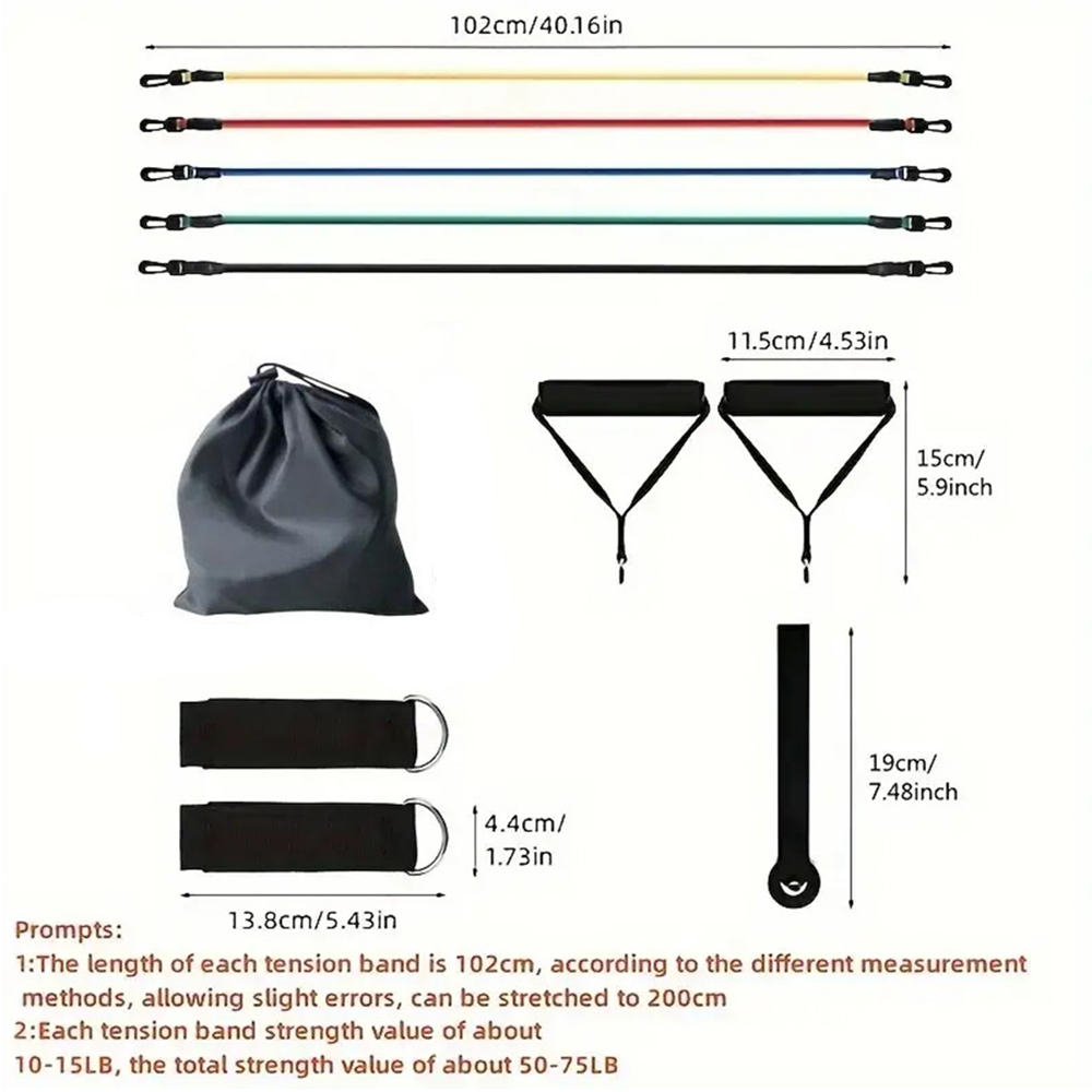11-piece Set Resistance Band Set, Sports Band with Door Anchor, Handle ...