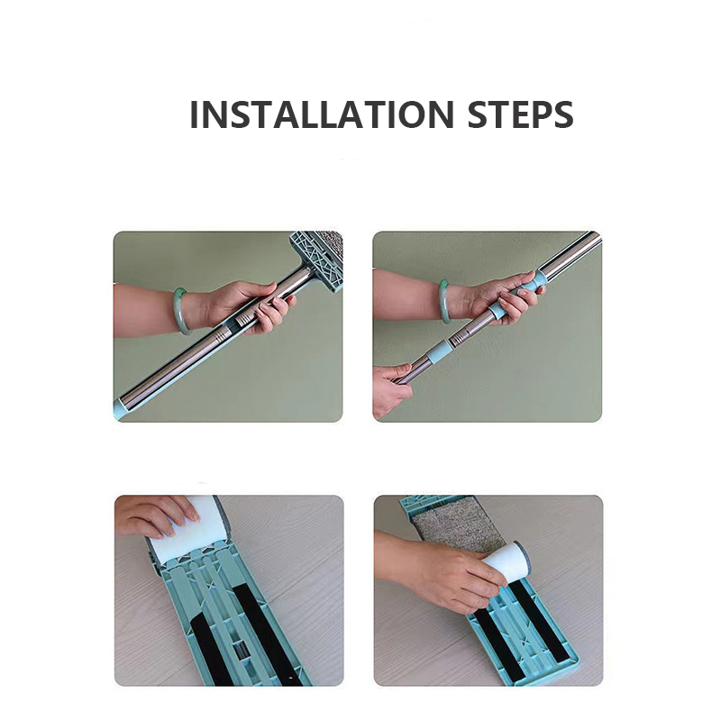 Professional Microfiber Floor Cleaning System - Flat Mop with Stainless ...