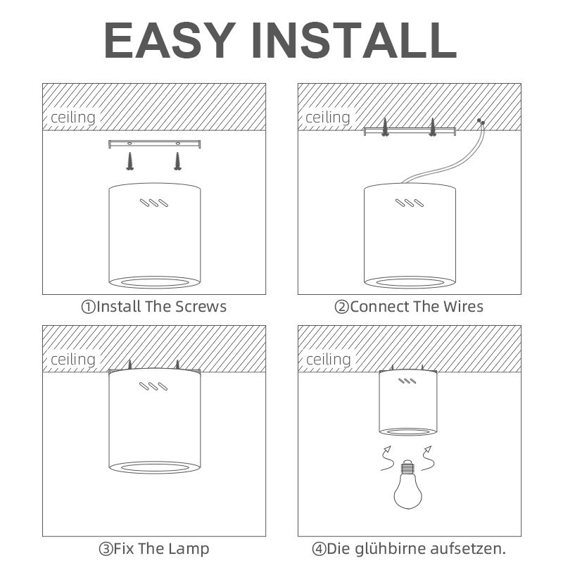 Led Downlight Surface Ceiling Pin Light E27 Replaceable Bulb Spotlight ...