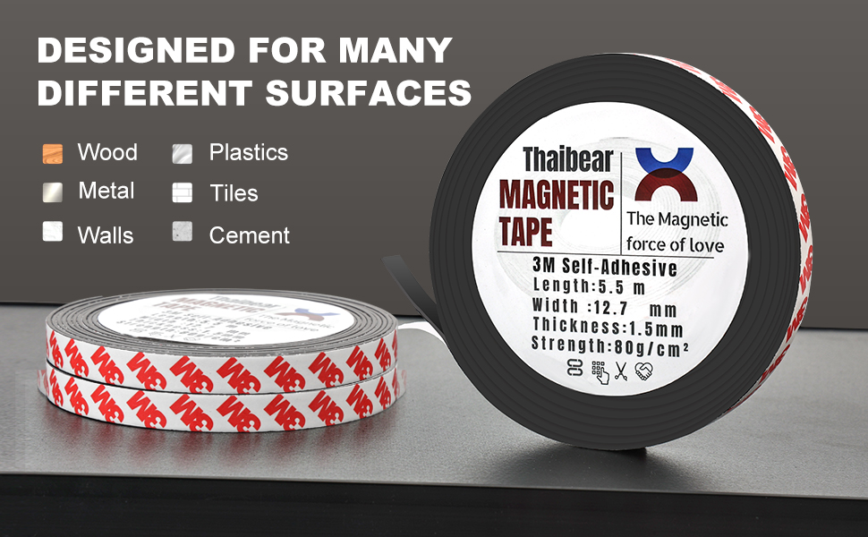 Magnetic Tape, 5meter Long Magnet Tape Roll with 3M Strong Adhesive ...