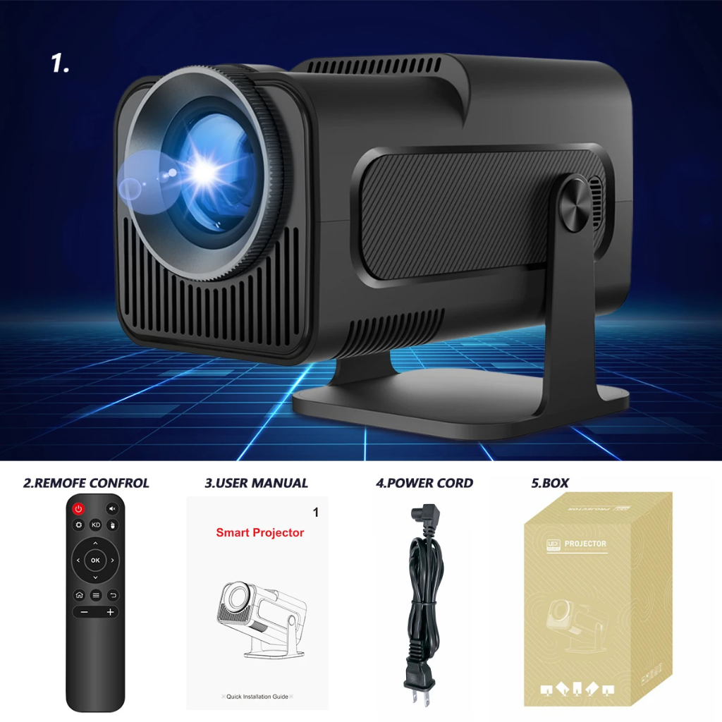 XGODY HY320 Portable Projector 4K Native 1080P Android 11 Smart ...