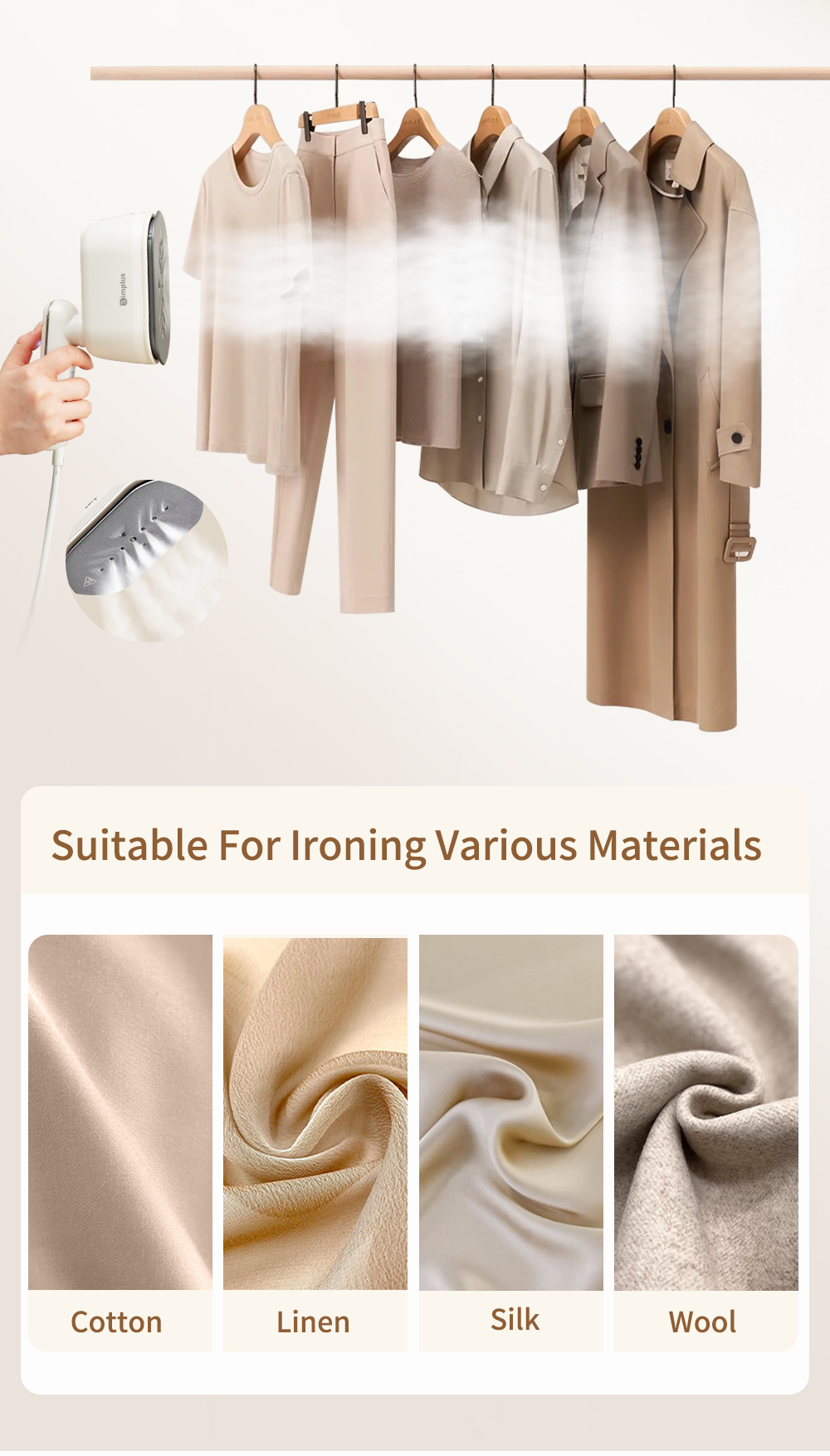 Simplus 2 in 1 Steam Iron Wet & Dry Flat Iron Foldable Handheld Mini ...