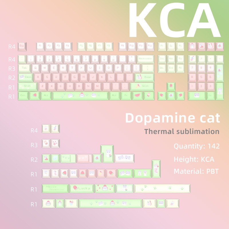 -LW- Cats and Sweet Summer PBT Keycaps KCA Profile Mechanical Keyboard ...