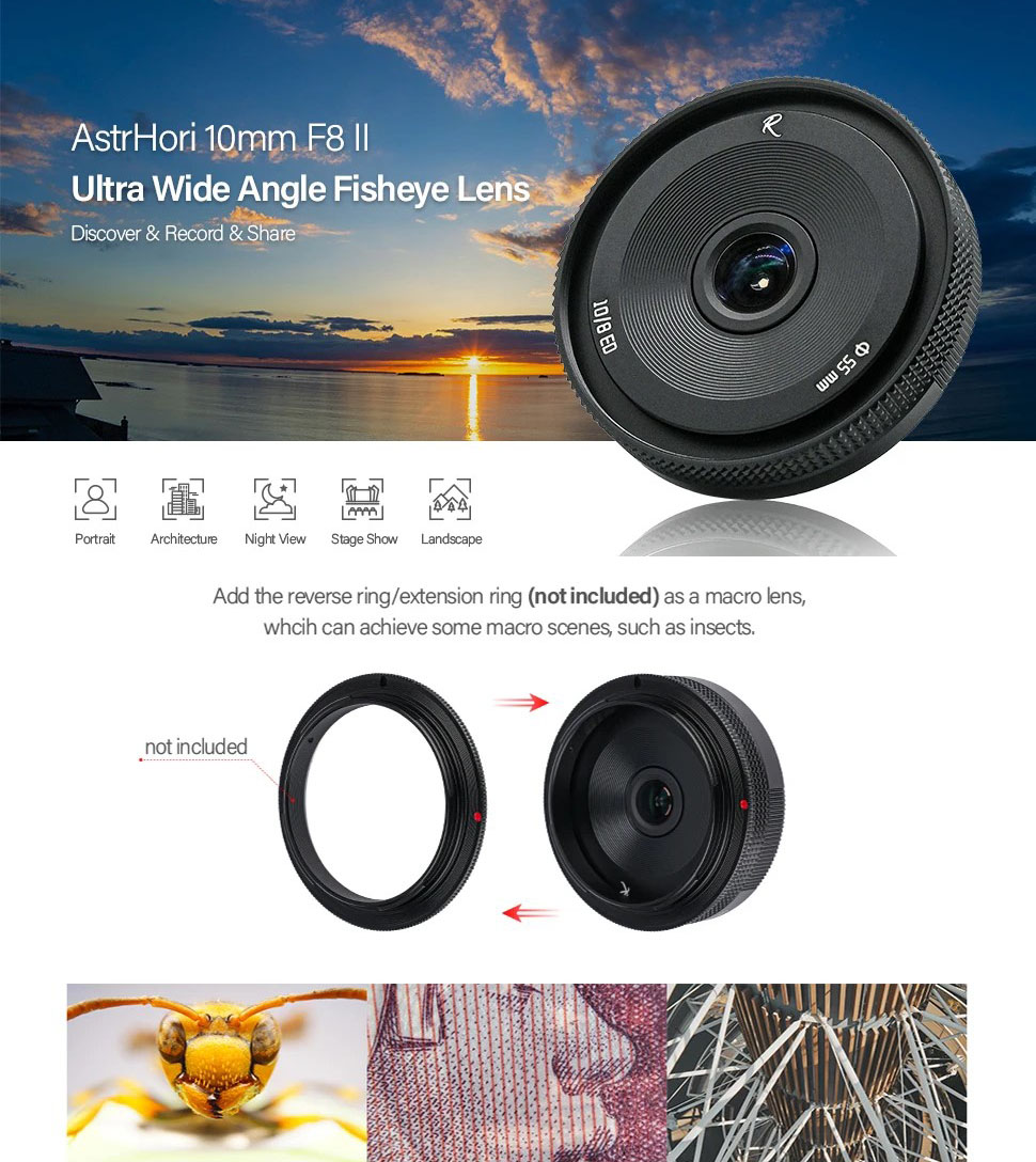 AstrHori 10mm F8 II Ultra Wide Angle Fisheye APS-C Manual Prime Lens ...