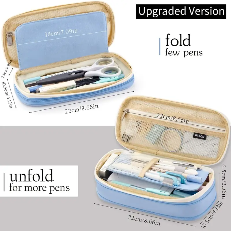 1 Double-Layer Stationery Pencil Case Modern Simple Canvas Waterproof ...