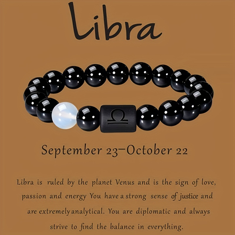 Twelve Constellation Elastic Bracelet Men Natural Yellow Tiger Eye ...