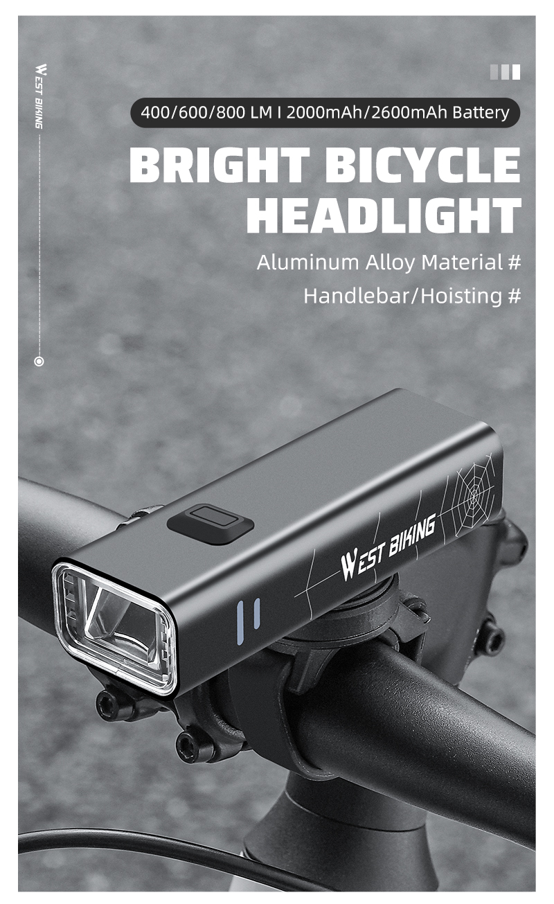 【PH Delivery】WEST BIKING Bicycle Light Front/Hoisting Headlights 400/600/800 Lumens Type-C ...