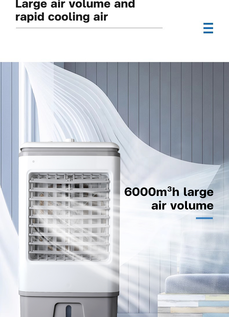Air Conditioning Fan 40L Large Water Tank Mobile Air Cooler Household ...