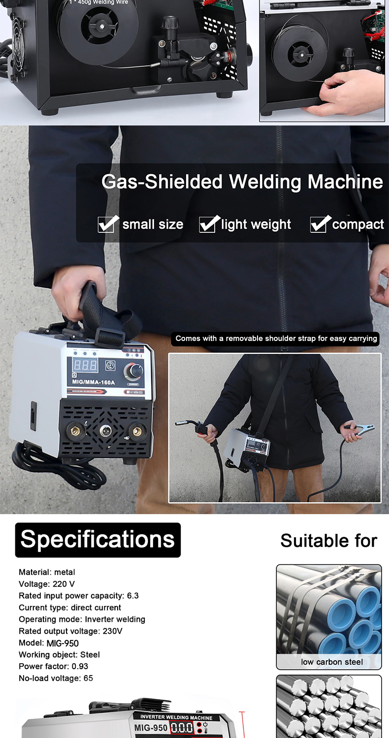 Portable MIG Welding Machine MMA/MIG 3IN1 Gasless Welder Inverter IGBT ...