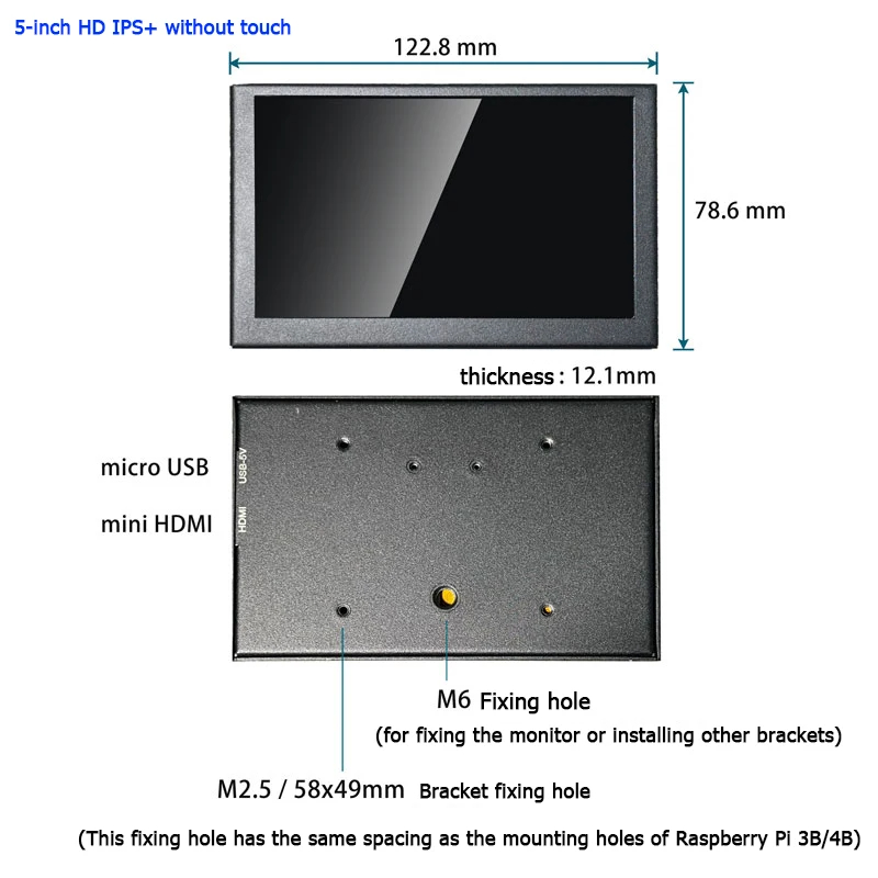 ⭐2024 New 5 inch portable touch screen monitor 800x480 ips metal case ...