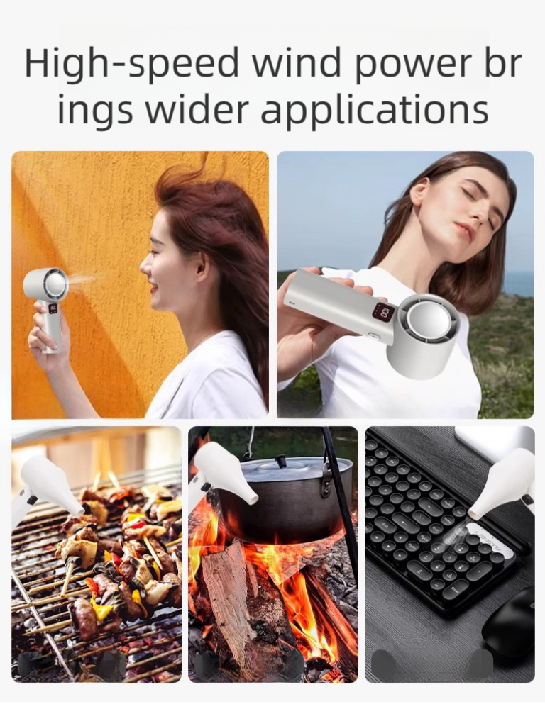 High speed Handheld Fan 100 Wind Speeds, Portable Mini Bladeless ...