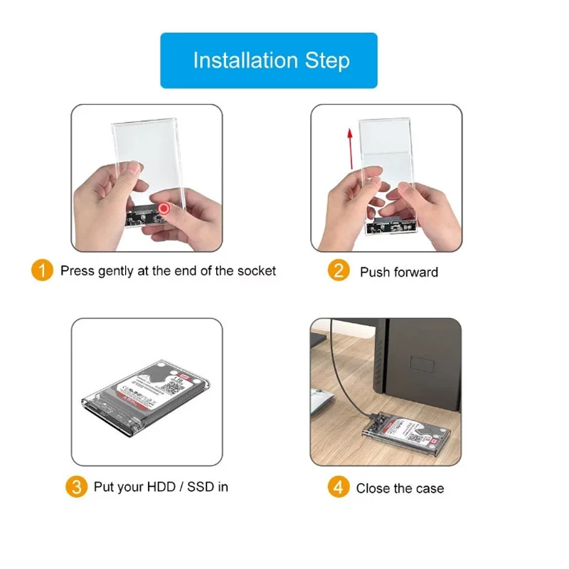 New USB-C Hard Drive Case for Type C 3.0/2.0 External HDD Enclosure ...