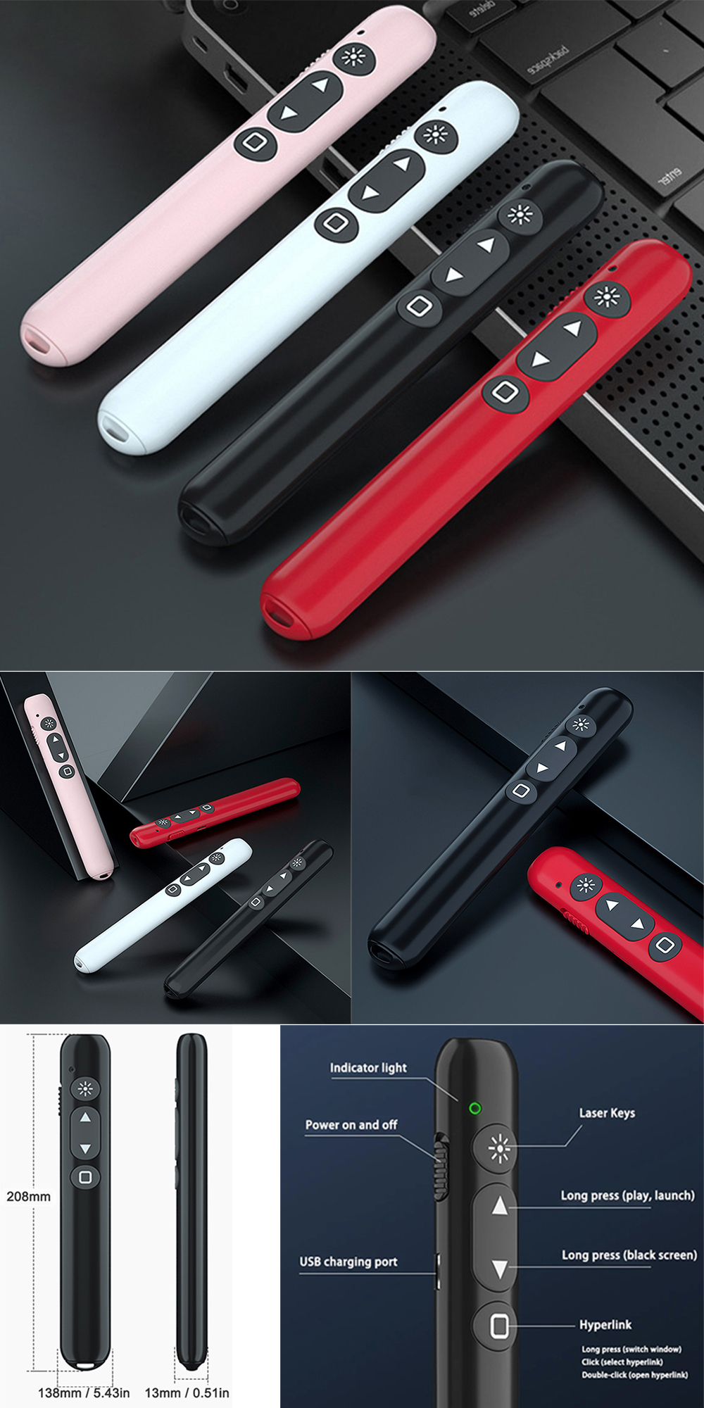 Clicker for Powerpoint Presentation Pointer with Laser USB Wireless ...