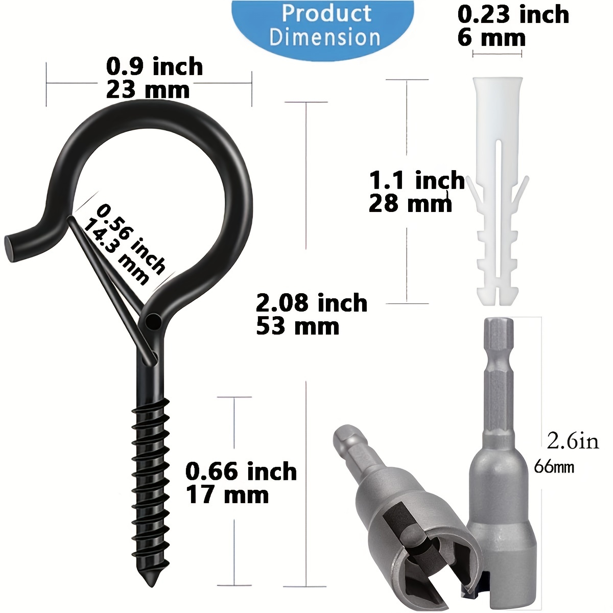Q Hanger Hooks with Safety Buckle, Windproof Screw Hooks for Hanging ...