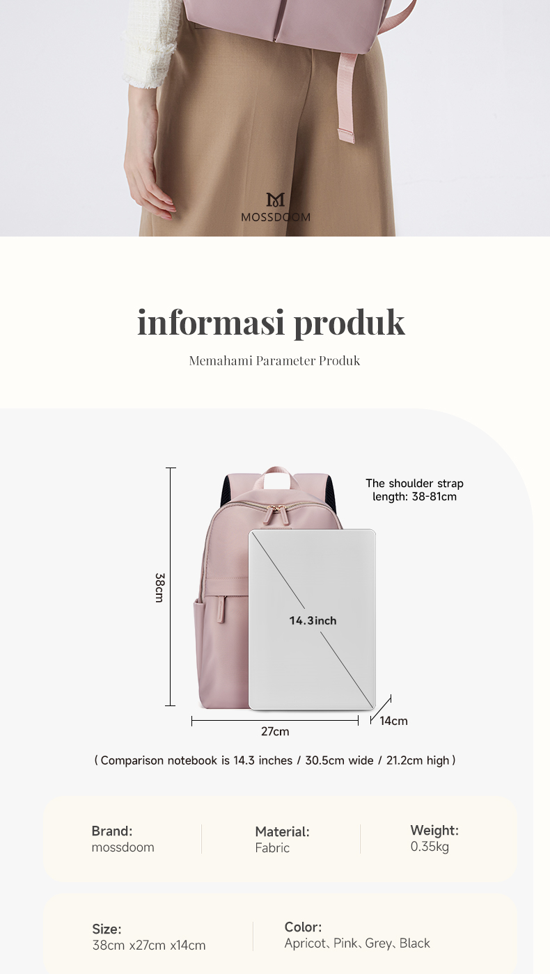 MOSSDOOM Women's Trendy Backpack Breton Backpack Korean Fashion ...