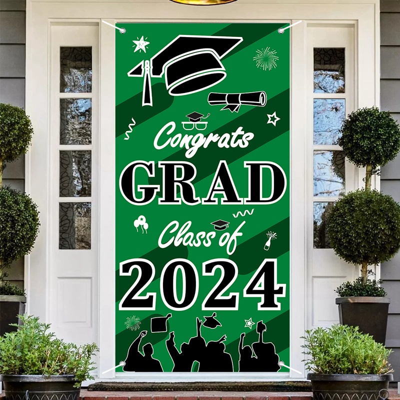 【Multiple Styles】60*120cm Congrats Grad Banner Graduation Hanging Flag ...