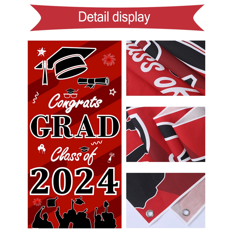 【Multiple Styles】60*120cm Congrats Grad Banner Graduation Hanging Flag ...