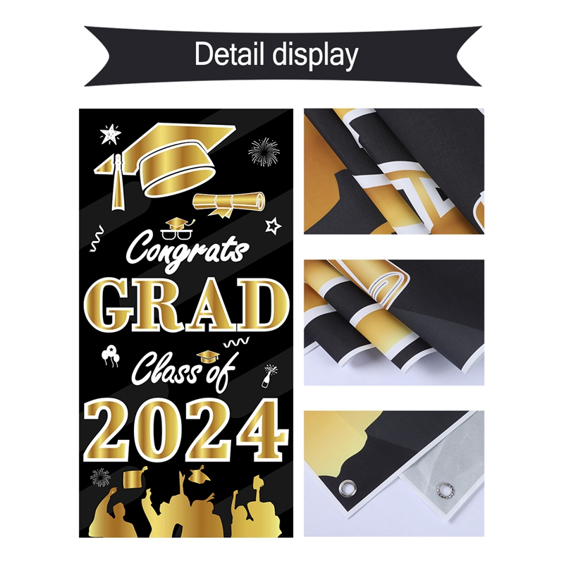 【Multiple Styles】60*120cm Congrats Grad Banner Graduation Hanging Flag ...
