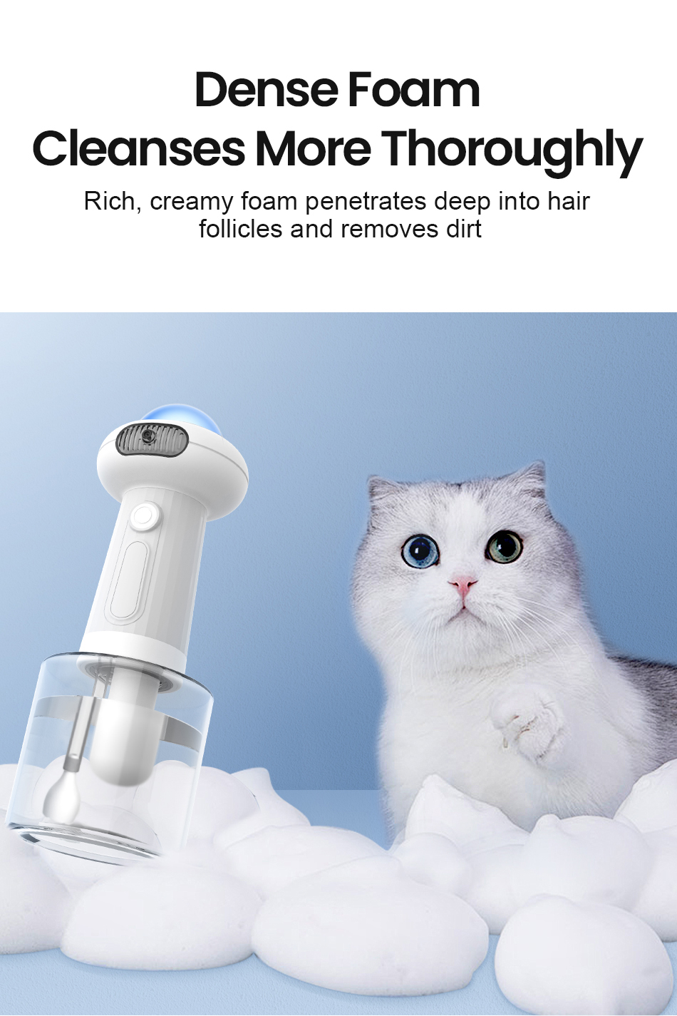 ROJECO Wireless Automatic Pet Soap Dispenser USB Charging Electric Cat ...