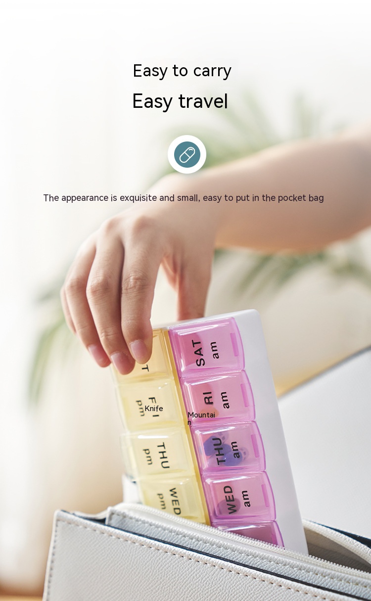 Sub-packing Large-Capacity Fourteen Compartments One Week Pill Box ...
