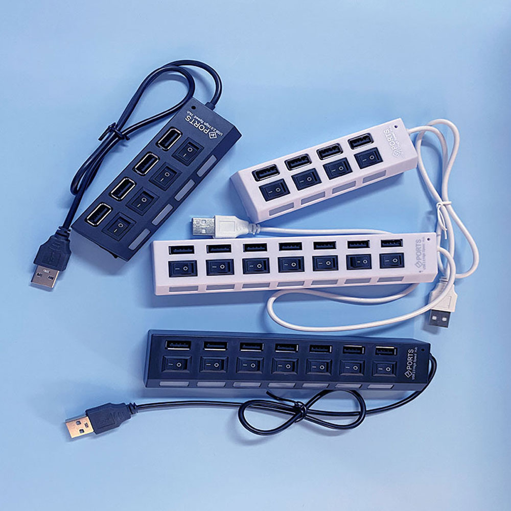 USB Hub Splitter Individual Switch Adapter Multi Powered ON OFF Charger ...