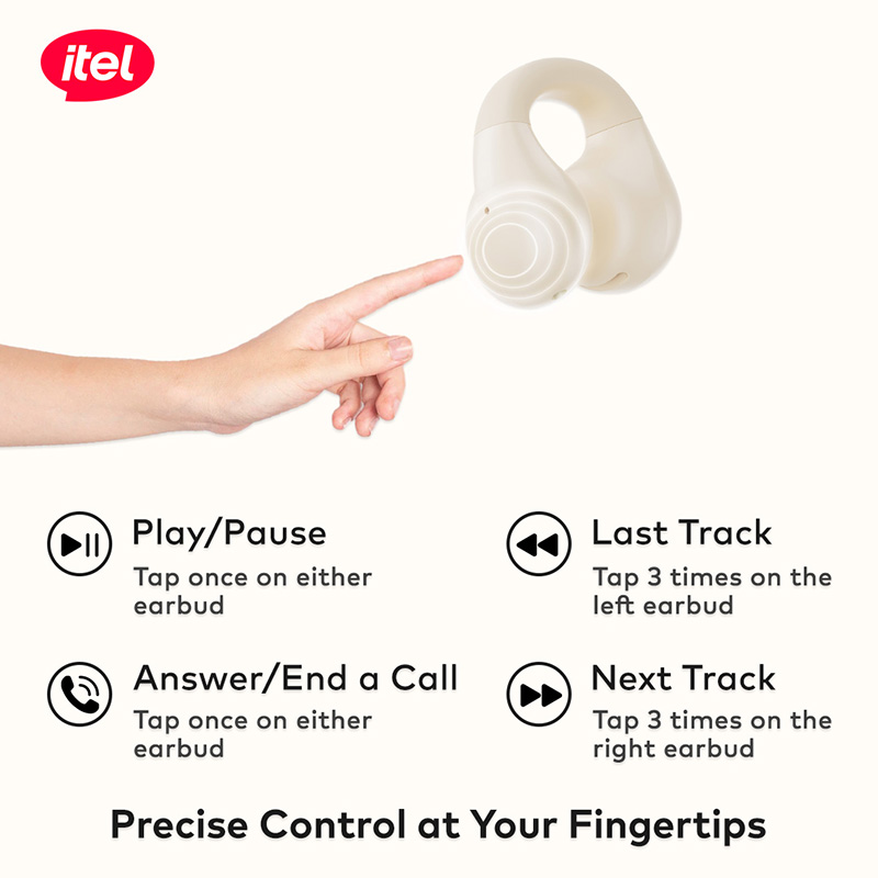 Itel Earbuds A01 Open-Ear Earphones Wireless Bluetooth 5.3 ENC Noise ...
