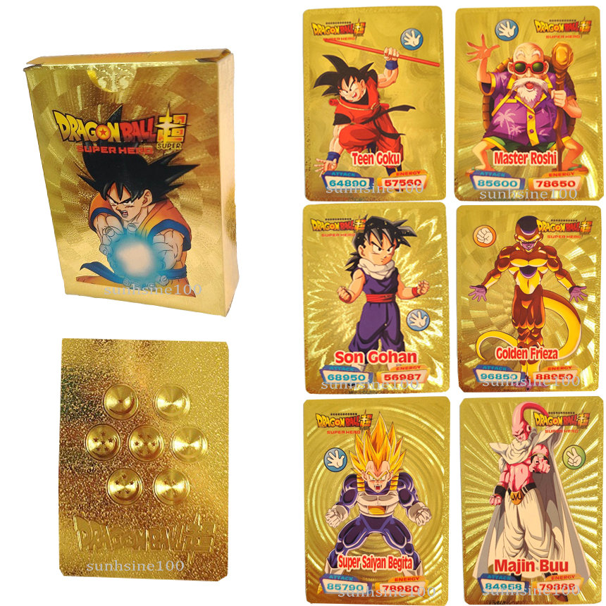 55Pcs Dragon Ball Super Gold Foil Card Shiny Son Goku Super Saiyan ...