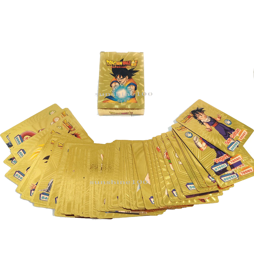 55Pcs Dragon Ball Super Gold Foil Card Shiny Son Goku Super Saiyan ...