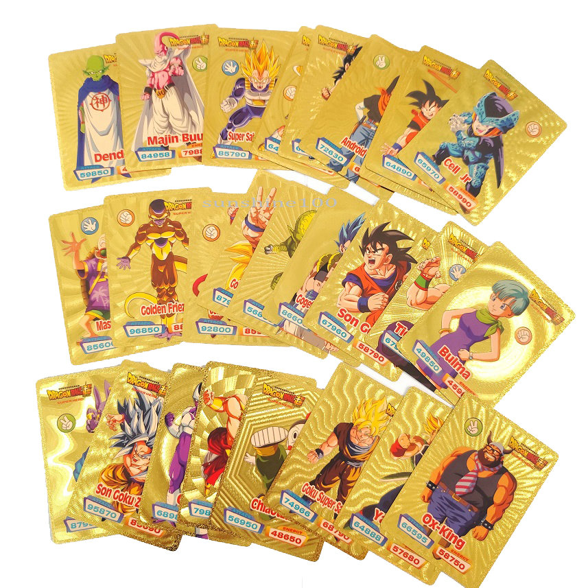 55Pcs Dragon Ball Super Gold Foil Card Shiny Son Goku Super Saiyan ...
