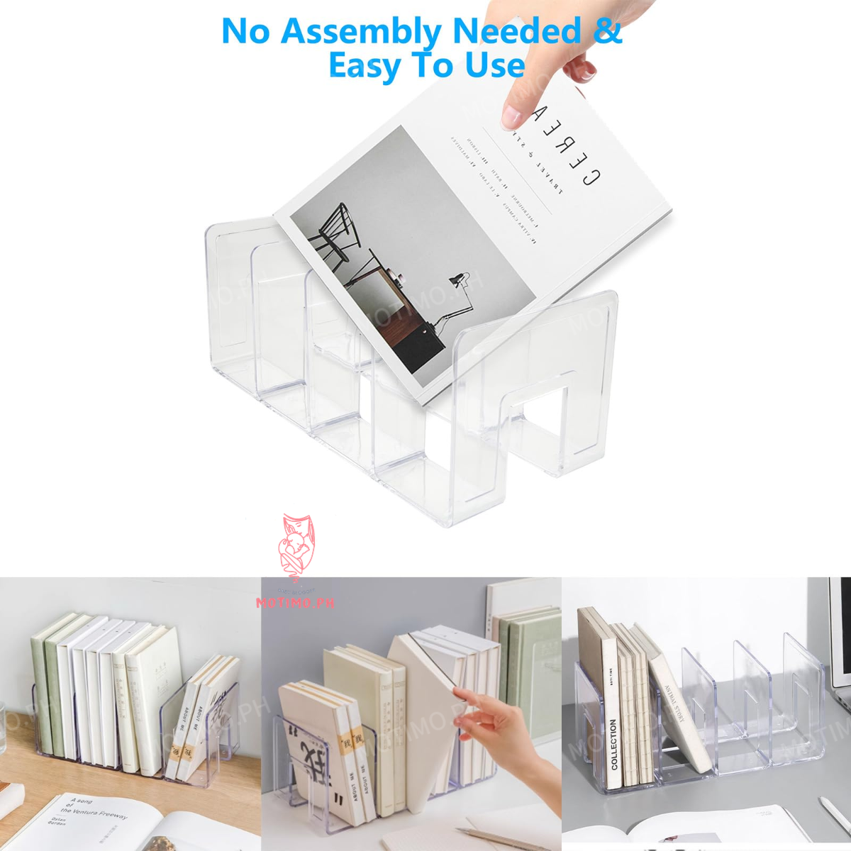 Clear Acrylic File Organizer Sturdy Desk File Organizer Shelf Book ...