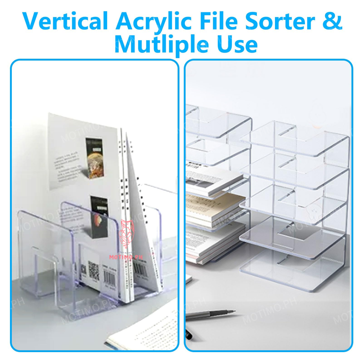 Clear Acrylic File Organizer Sturdy Desk File Organizer Shelf Book ...