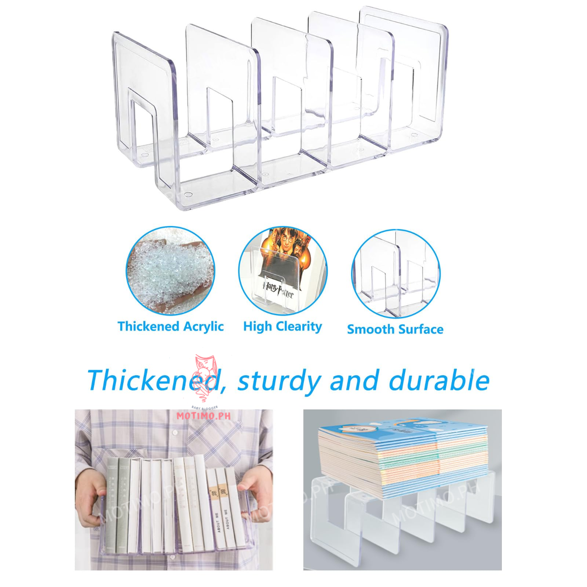 Clear Acrylic File Organizer Sturdy Desk File Organizer Shelf Book ...