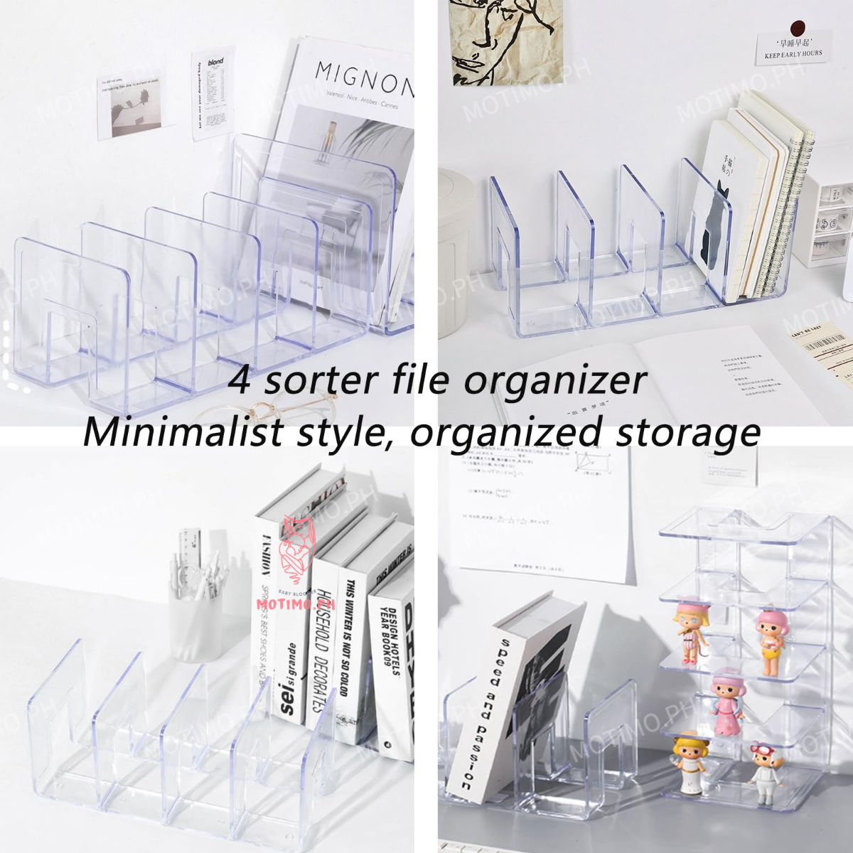 Clear Acrylic File Organizer Sturdy Desk File Organizer Shelf Book ...