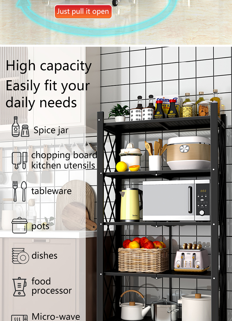 [Spot COD] Kitchen Rack organizer Metal Rack Organizer Rack With Wheels ...