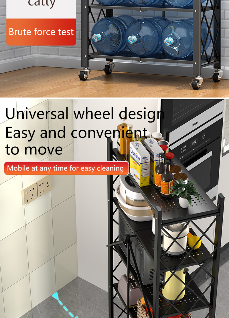 [Spot COD] Kitchen Rack organizer Metal Rack Organizer Rack With Wheels ...