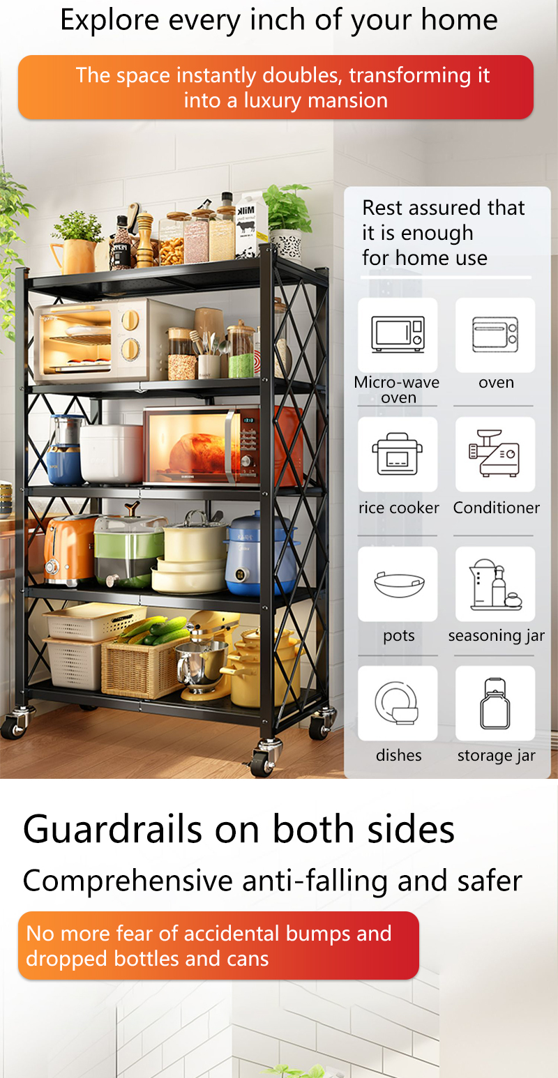 Angle Steel Rack Shelves 5 Layers Kitchen Rack organizer Metal Rack ...