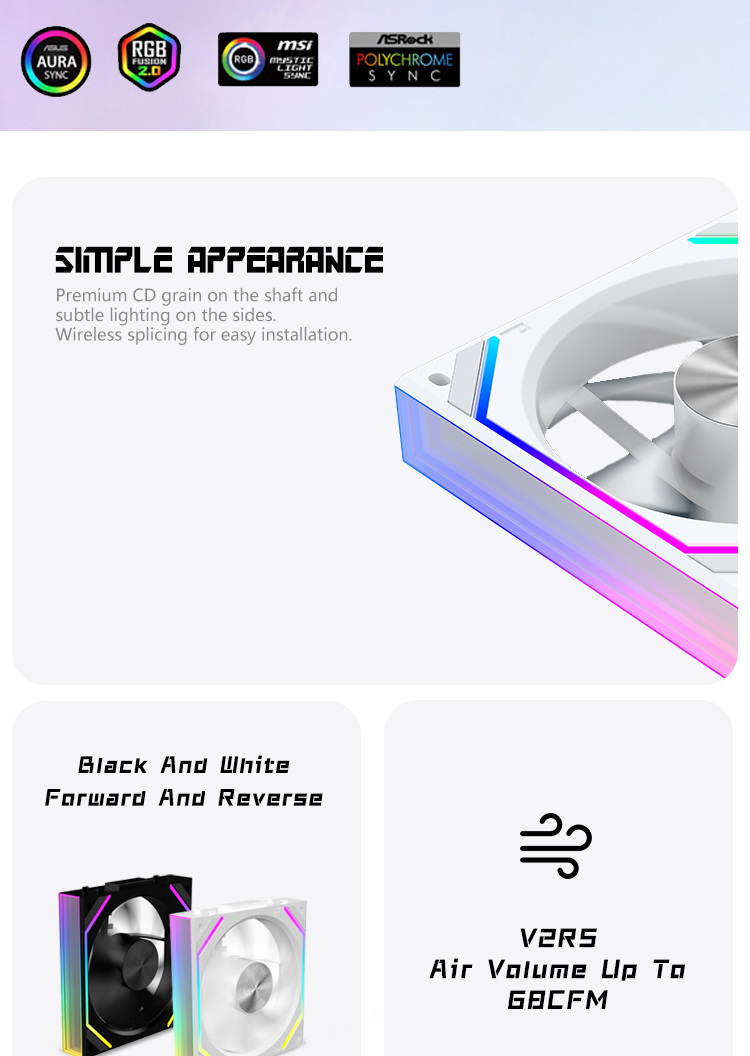 Jungle Leopard Interstellar V2 RS CPU Block Fan ARGB 120mm White Prism ...