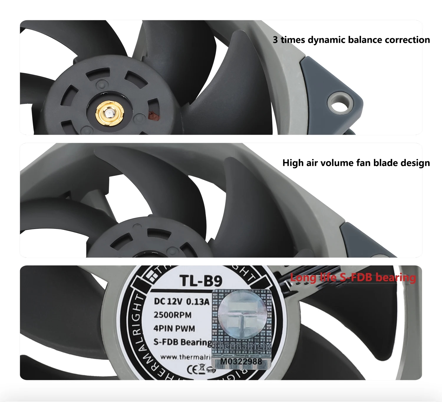 Thermalright TL-B9/B9W 2500RPM High performance air pressure radiator Fan 92mm 4PIN PWM Case ...