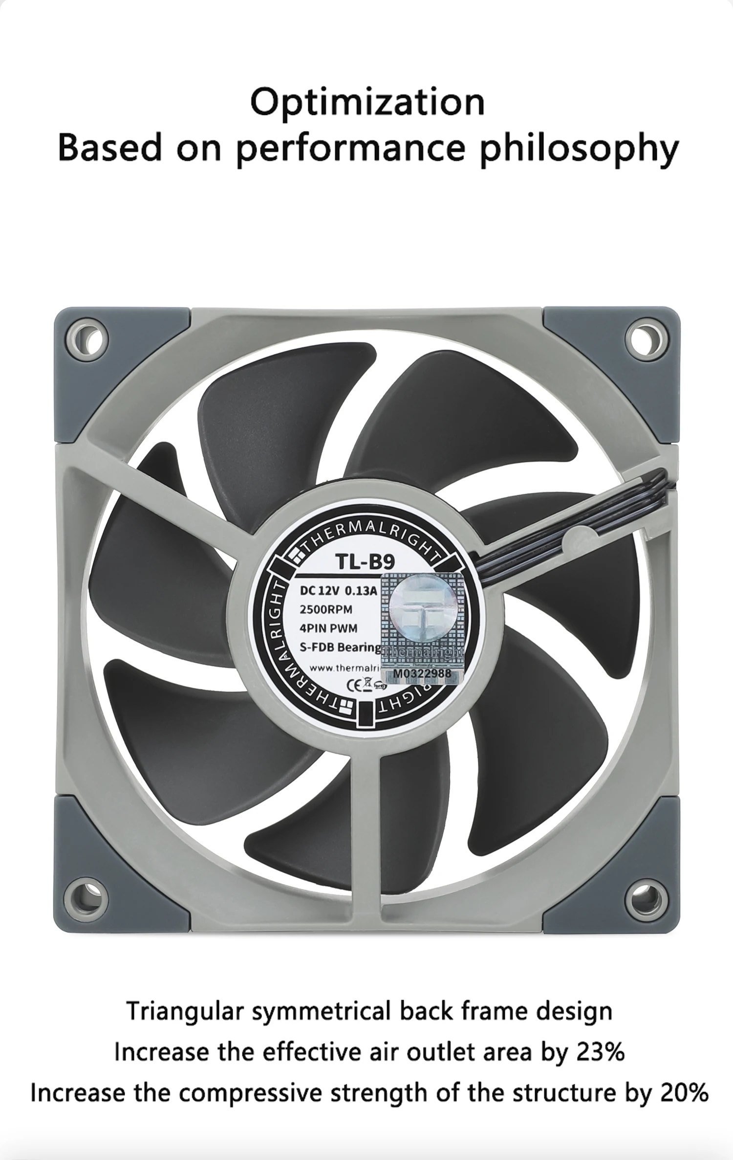 Thermalright TL-B9/B9W 2500RPM High performance air pressure radiator Fan 92mm 4PIN PWM Case ...