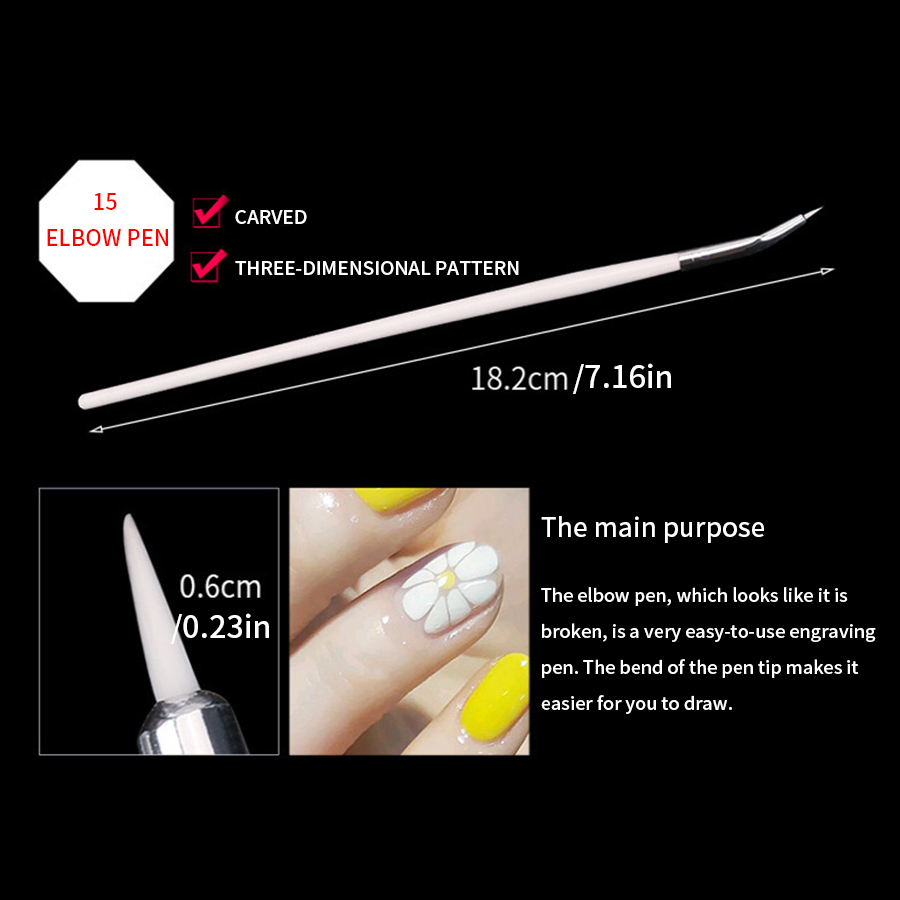 Nail Art Design Tools, Pink Painting Brushes Set With Dotting Pens ...