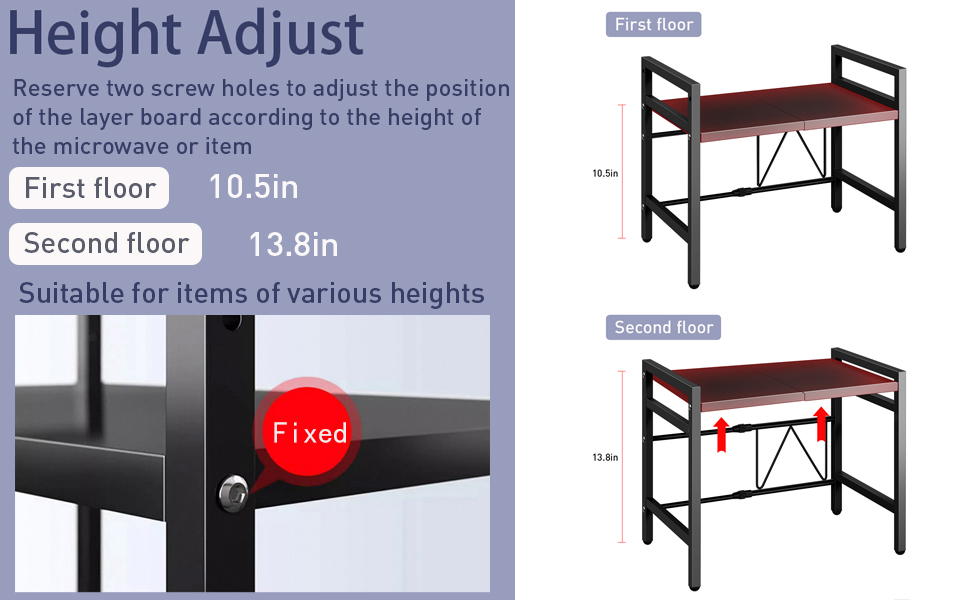 Kitchen Microwave Rack Expandable and Height Adjustable Strong Load ...