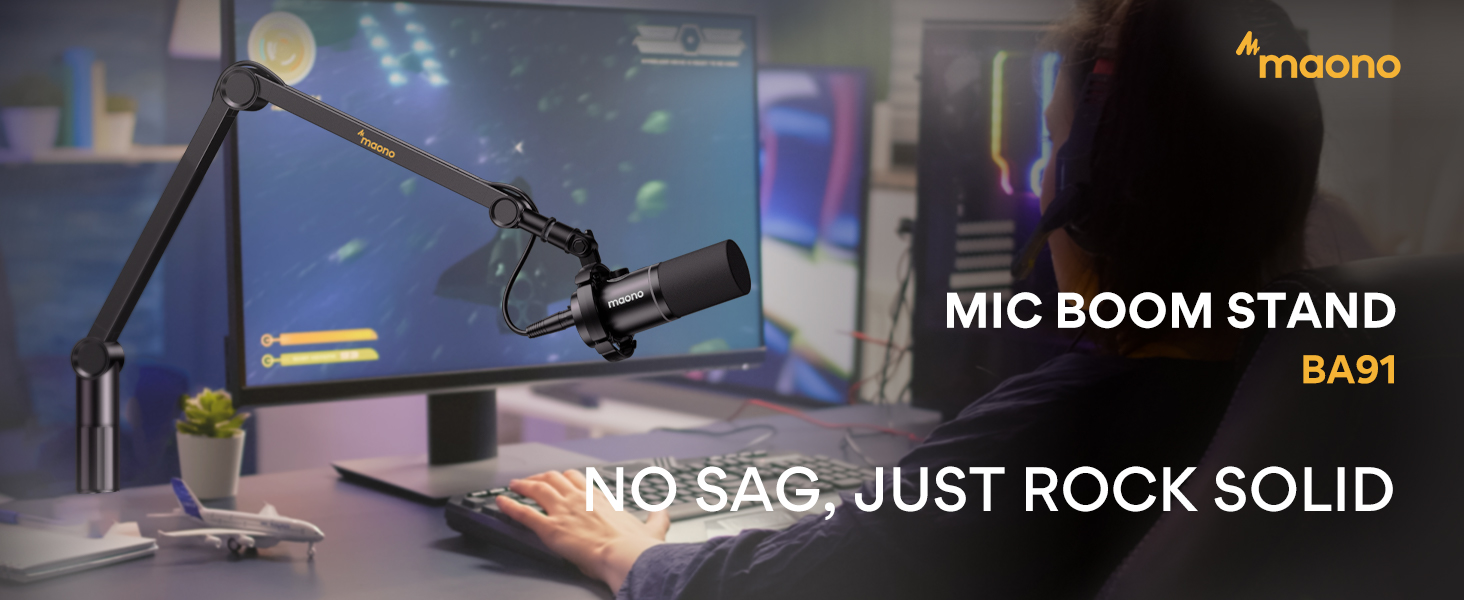 Maono BA91 Microphone Boom Arm Stand Microphone Suspension Boom Scissor ...