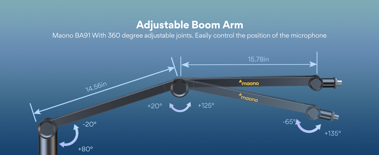 Maono BA91 Microphone Boom Arm Stand Microphone Suspension Boom Scissor ...