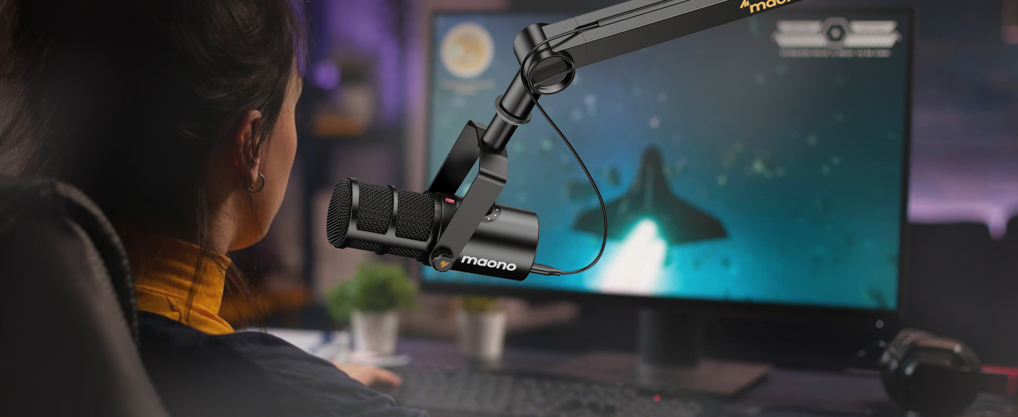 Maono BA91 Microphone Boom Arm Stand Microphone Suspension Boom Scissor ...