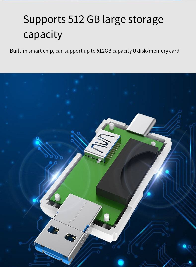 6 in 1 OTG Type C HUB TF SD Card Reader USB2.0 Flash Drive Adapter ...