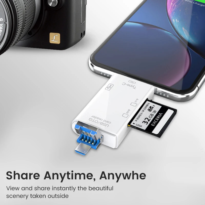 6 in 1 OTG Type C HUB TF SD Card Reader USB2.0 Flash Drive Adapter ...